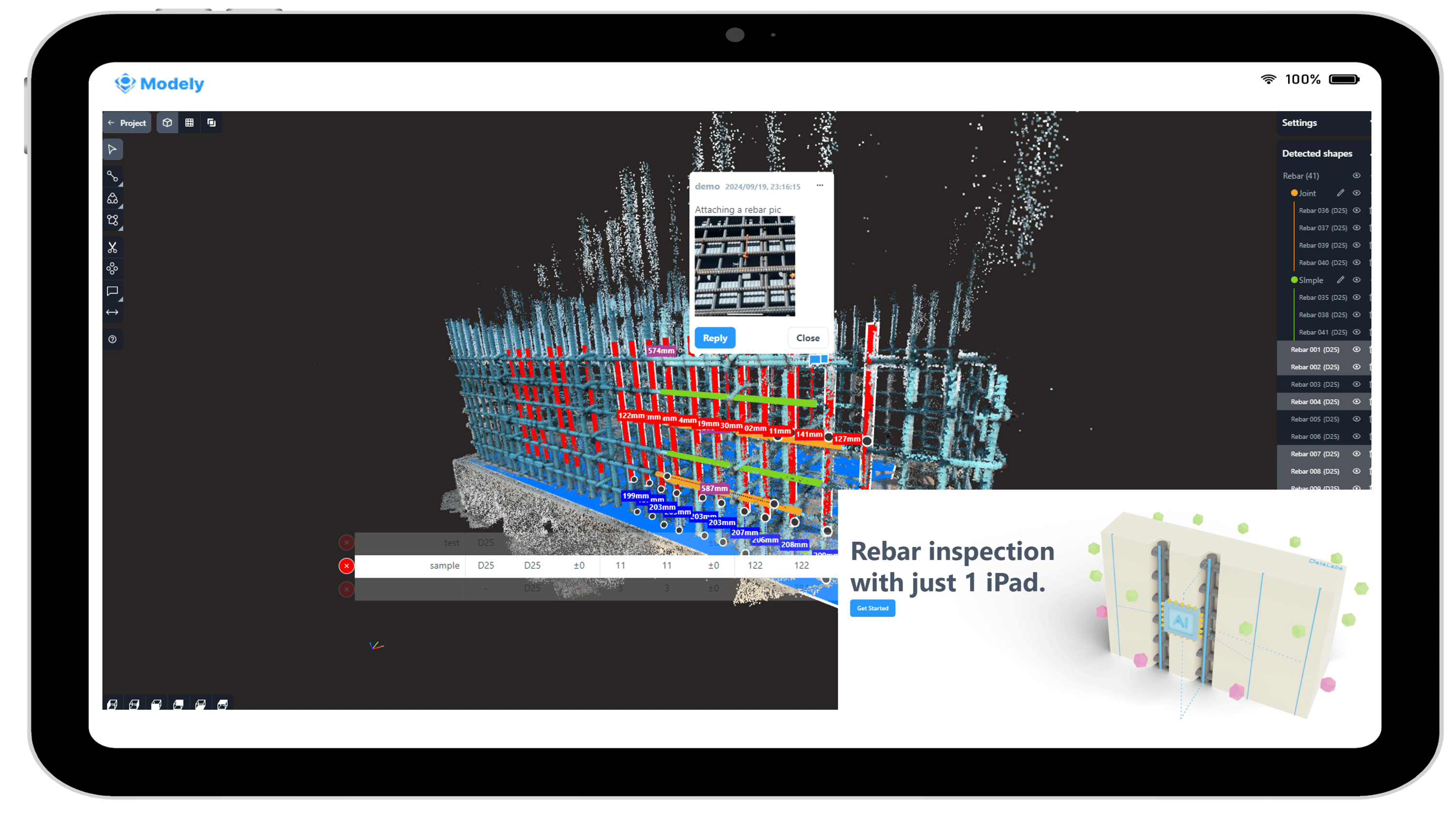3D rebar inspection system Modely